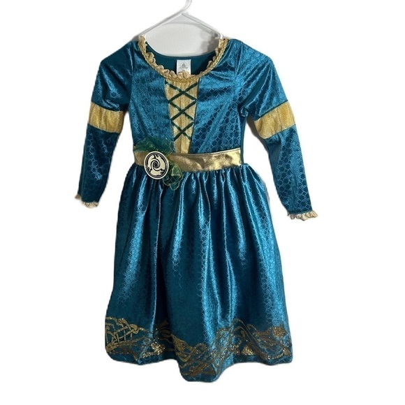Disney | Dresses | Disney Store Merida Dress 78 Brave Blue Gold Long ...